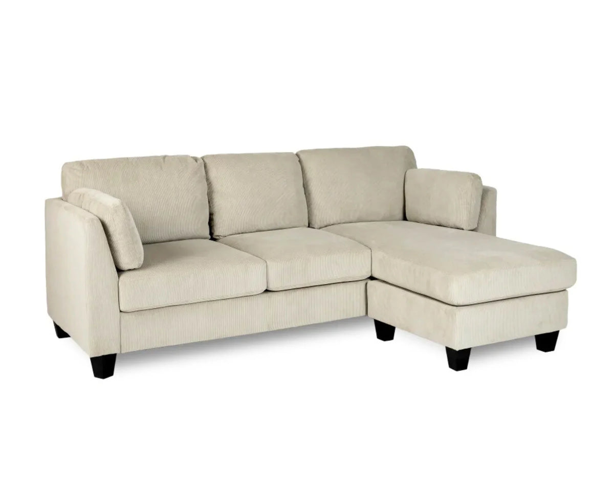MILO - Sectionnel 87" corduroy réversible beige — Nuasis